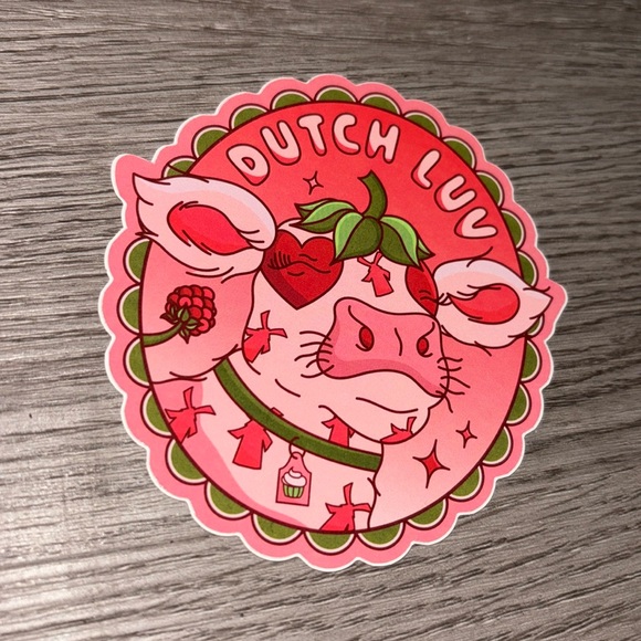 Other | Dutch Bros Sticker Dutch Luv 224 Pink Cow | Poshmark
